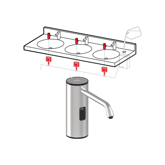 ASI 10-0388 Series Top Fill, Multi-Feed LIQUID Soap Dispenser ...